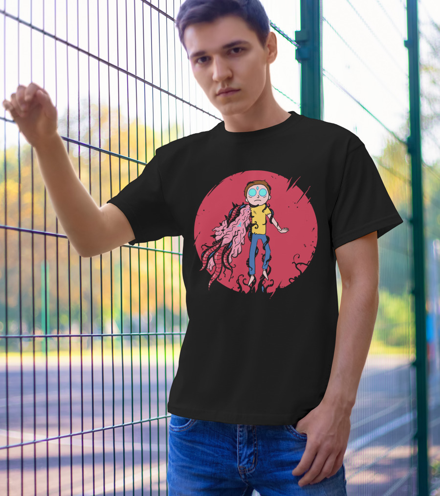 Anime Morty Tentacle Transformation Red Circle Background T-Shirt