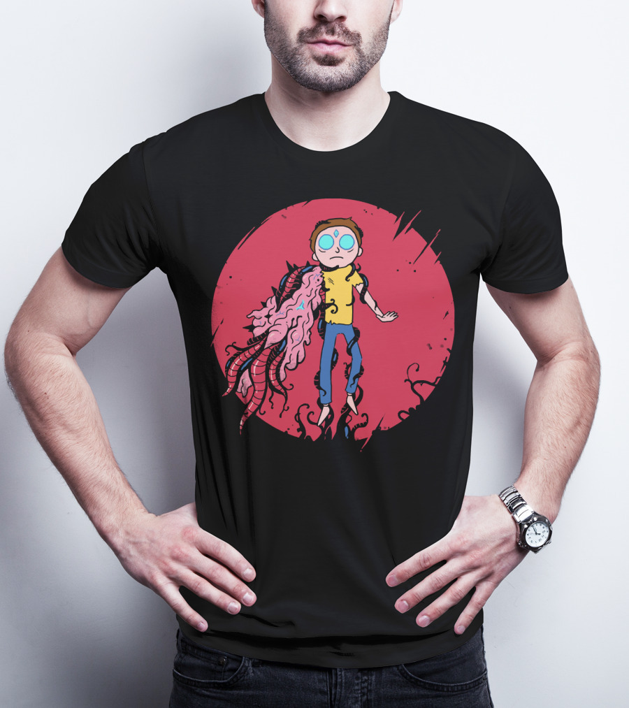 Anime Morty Tentacle Transformation Red Circle Background T-Shirt