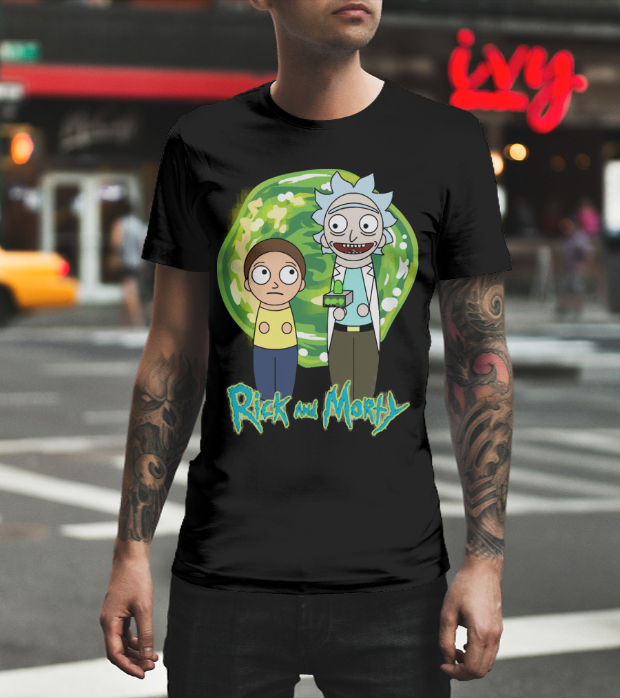 Rick And Morty Green Portal Cute Characters T-Shirt