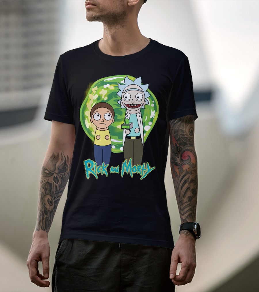 Rick And Morty Green Portal Cute Characters T-Shirt