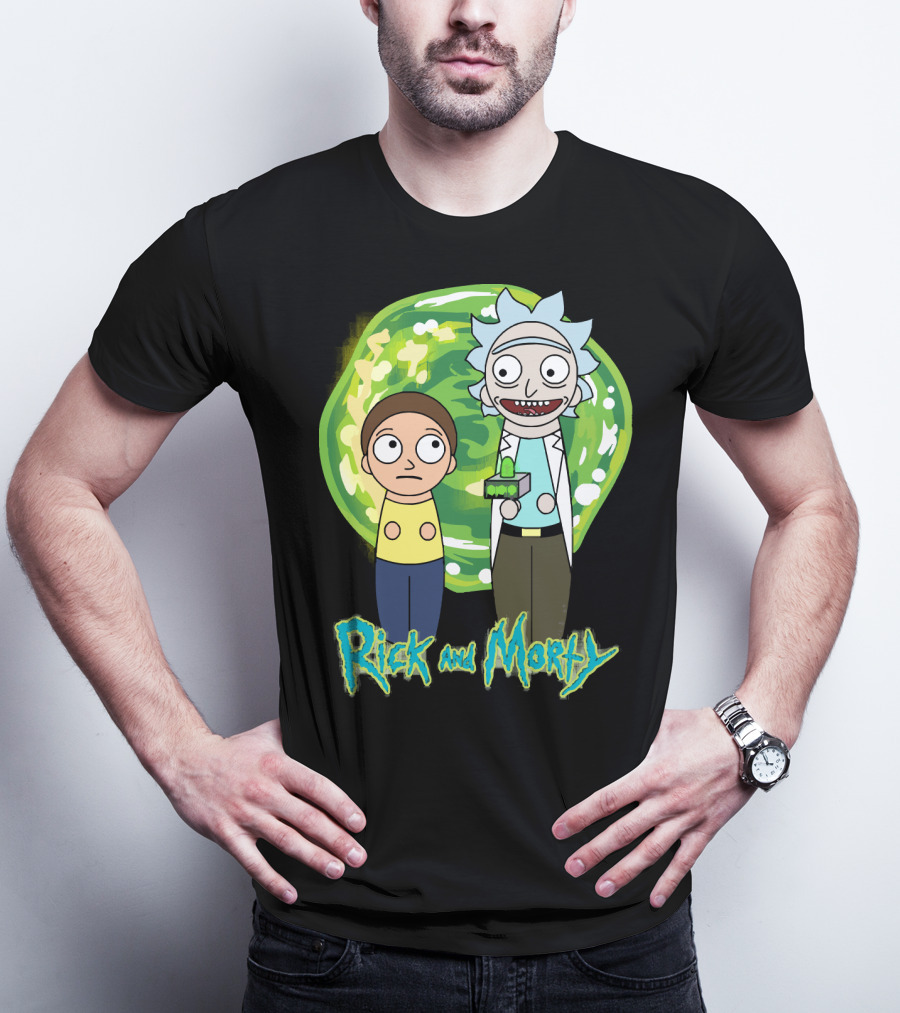 Rick And Morty Green Portal Cute Characters T-Shirt