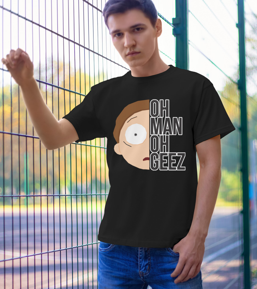 Oh Man Oh Geez Morty Split Face T-Shirt
