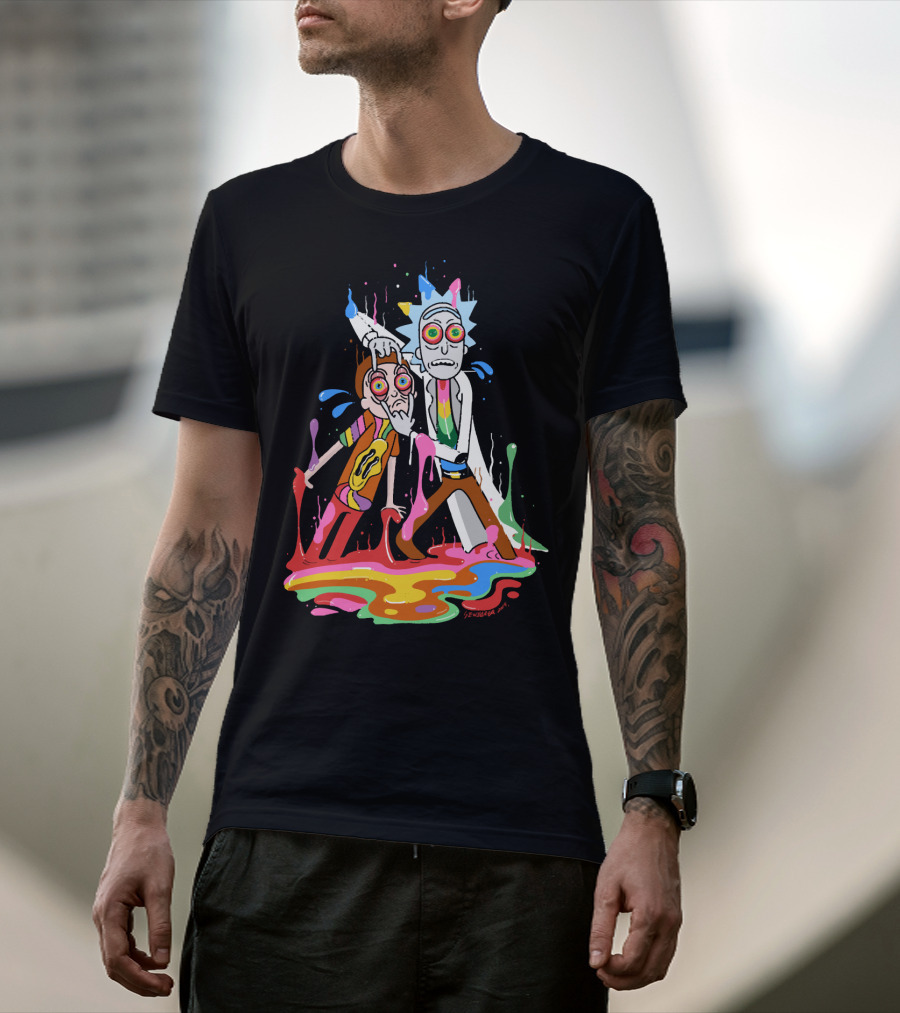 Rick Morty Tripp Psychedelic Adventure With Colorful Melting Portal T-Shirt
