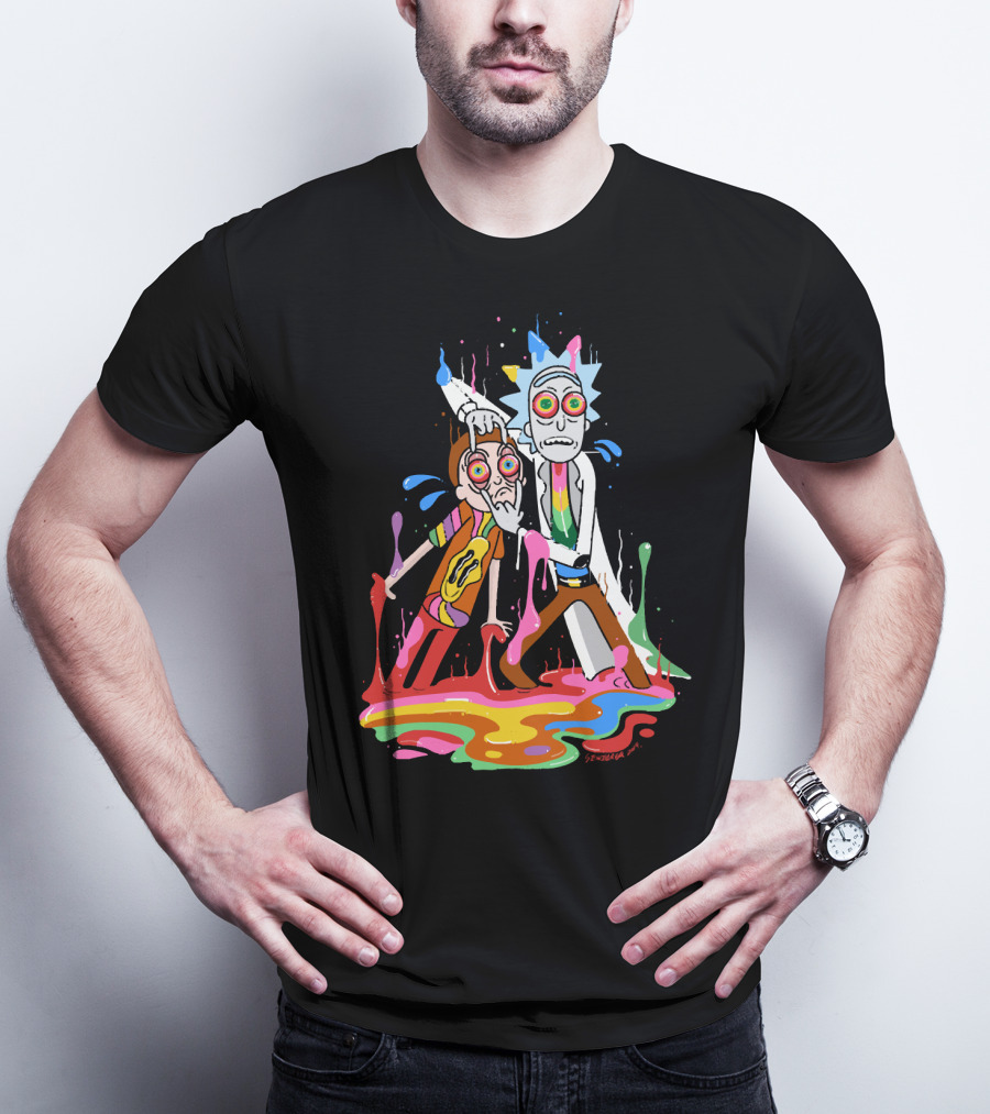 Rick Morty Tripp Psychedelic Adventure With Colorful Melting Portal T-Shirt