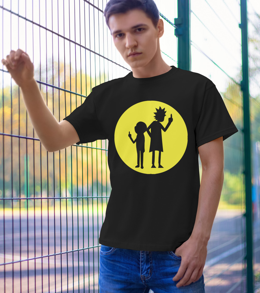 Rick And Morty Silhouette Circle Middle Finger T-Shirt