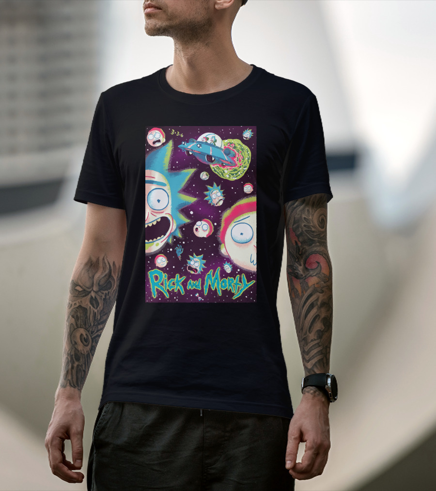 Rick And Morty Galaxy Adventure Cartoon Spaceship Outer Space 3-3-6 T-Shirt