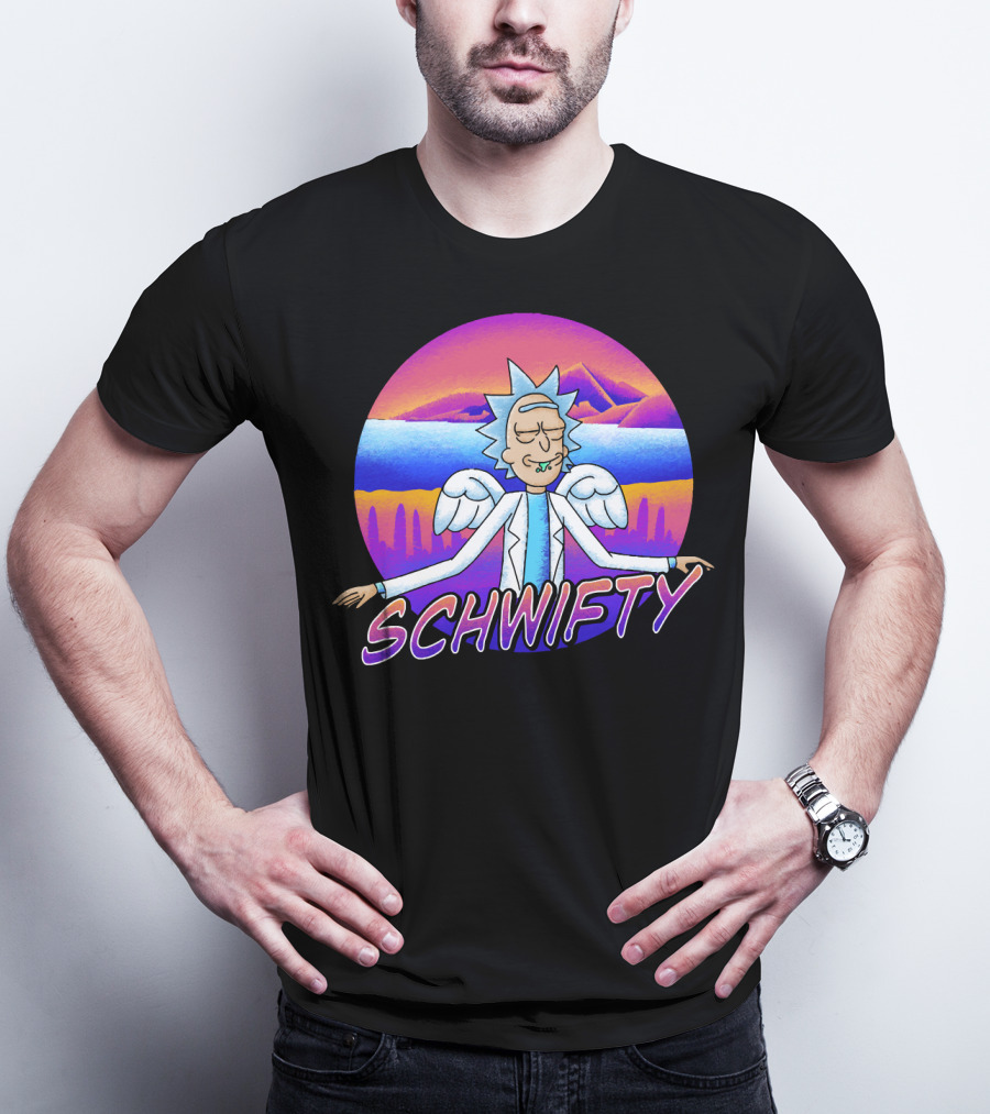 Rick And Morty Schwifty Angel Wings Psychedelic Sunset T-Shirt