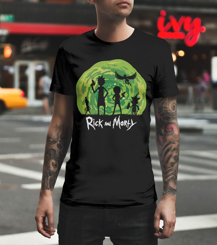 Rick And Morty Schwifty Patrol Silhouette Portal Adventure T-Shirt