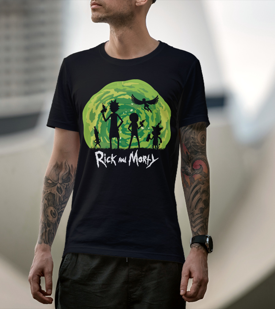 Rick And Morty Schwifty Patrol Silhouette Portal Adventure T-Shirt