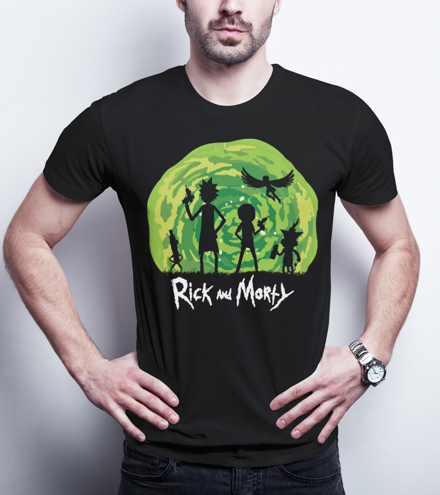 Rick And Morty Schwifty Patrol Silhouette Portal Adventure T-Shirt