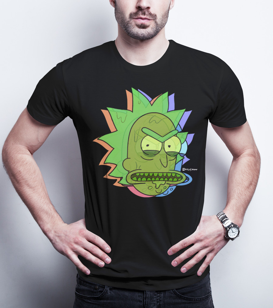 Toxic Rick Slime Face Multicolor Portal Fan T-Shirt