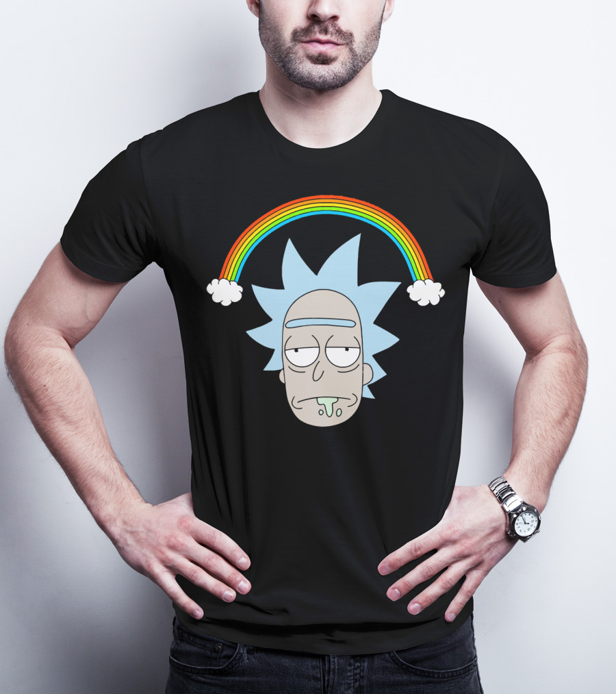 Rick Head With Rainbow And Clouds T-Shirt