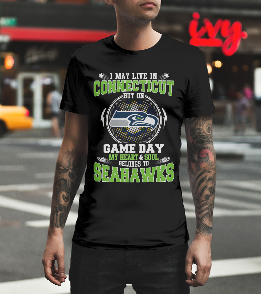 Connecticut My Heart & Soul Belongs To Seahawks Game Day T-Shirt