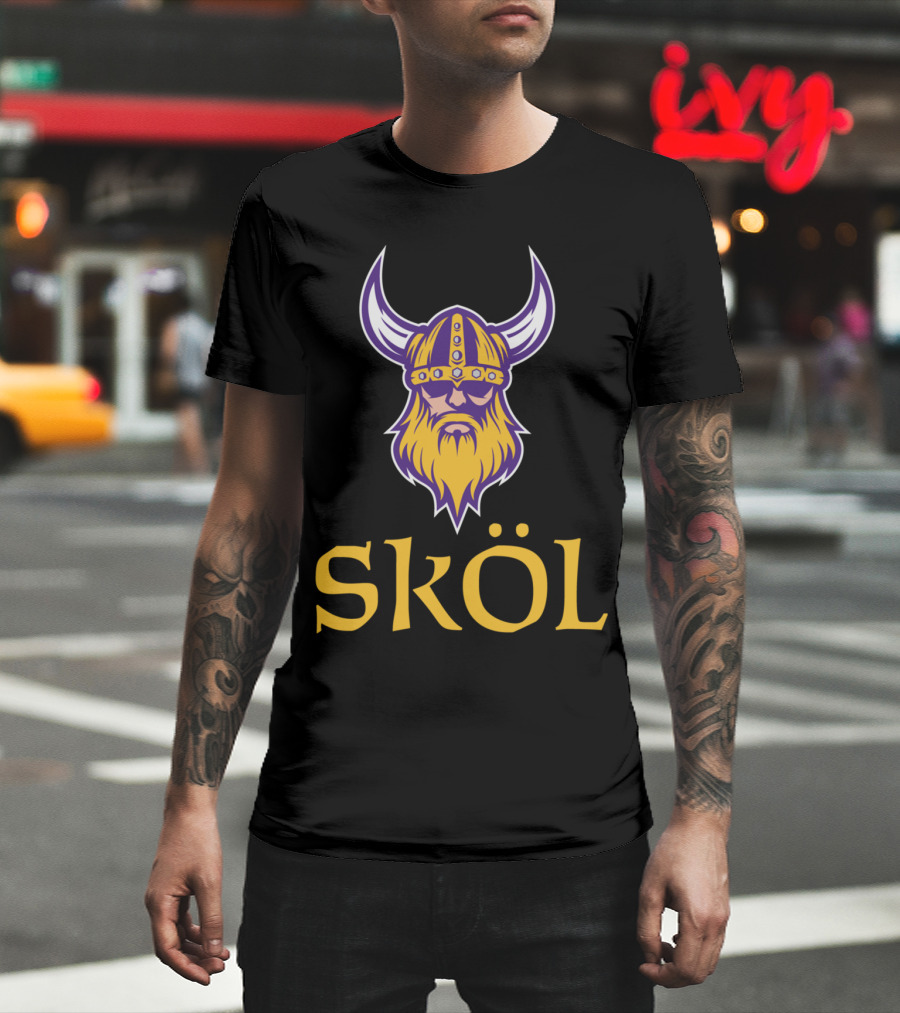 SKOL Viking Scandinavia Nordic Warrior Helmet With Horns T-Shirt