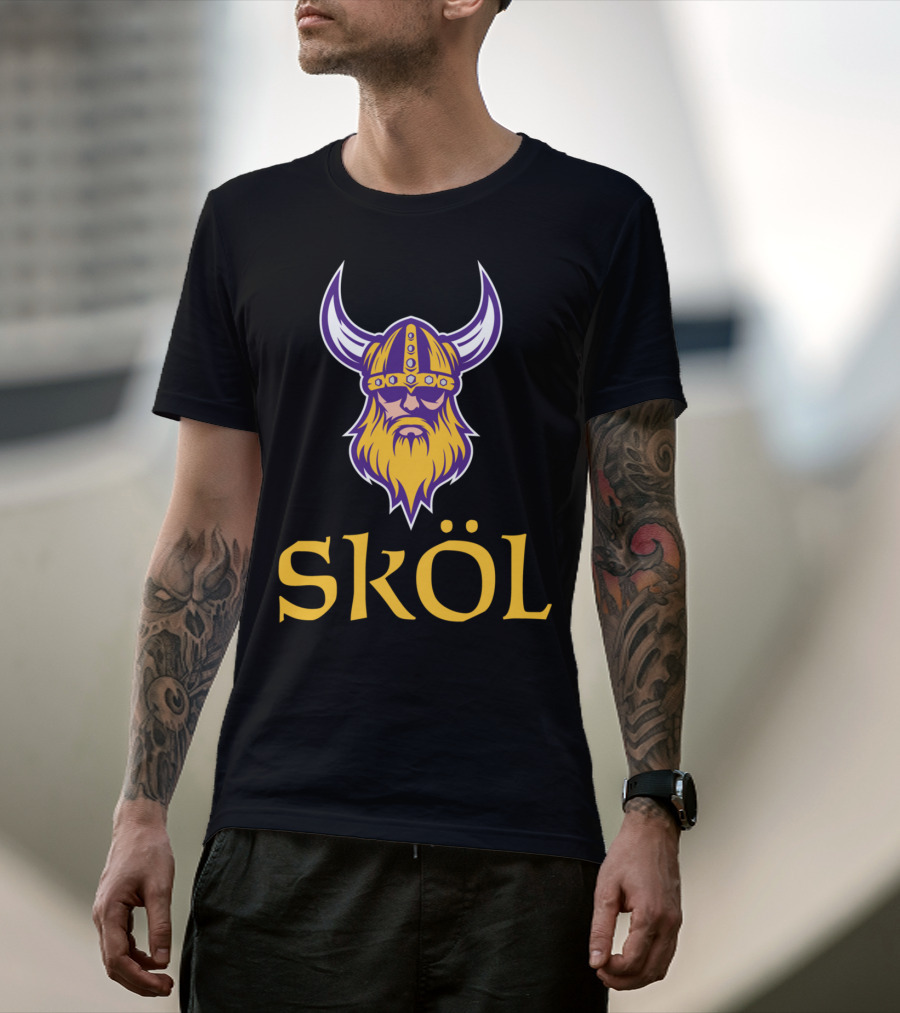SKOL Viking Scandinavia Nordic Warrior Helmet With Horns T-Shirt