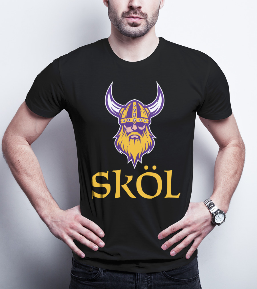 SKOL Viking Scandinavia Nordic Warrior Helmet With Horns T-Shirt