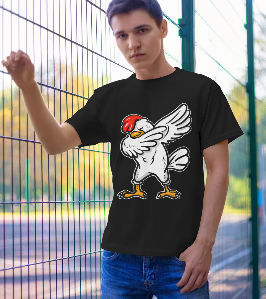 Dabbing Chicken Icon With Red Comb And White Feathers T-Shirt