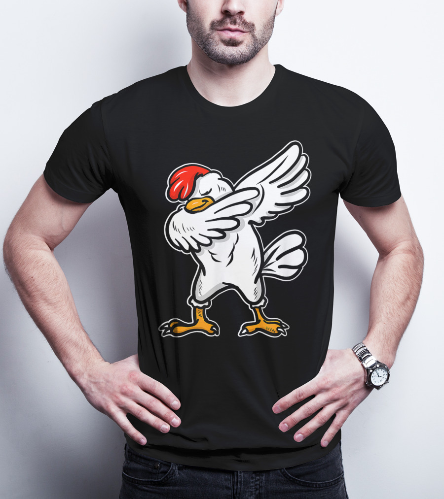 Dabbing Chicken Icon With Red Comb And White Feathers T-Shirt
