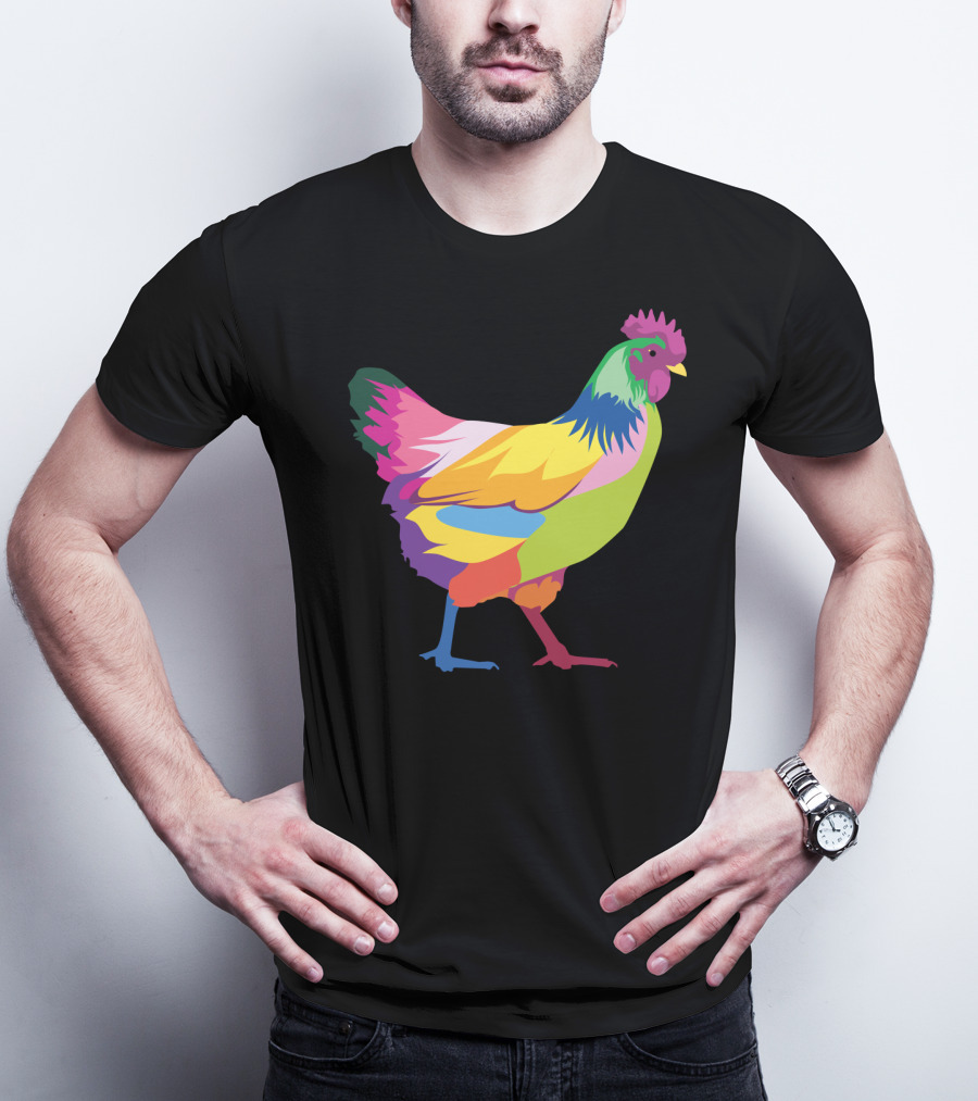 Colorful Rainbow Chicken Hen For Mama T-Shirt