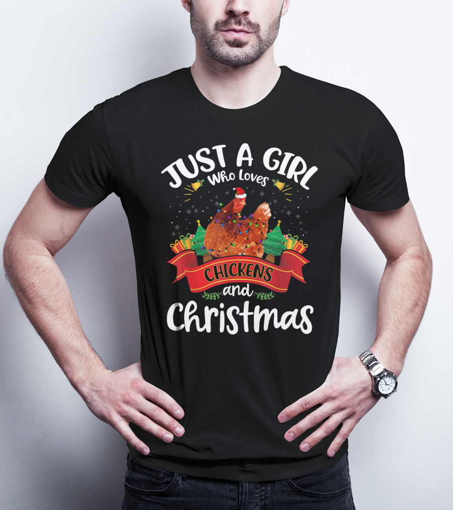 Just A Girl Who Loves Chickens And Christmas T-Shirt