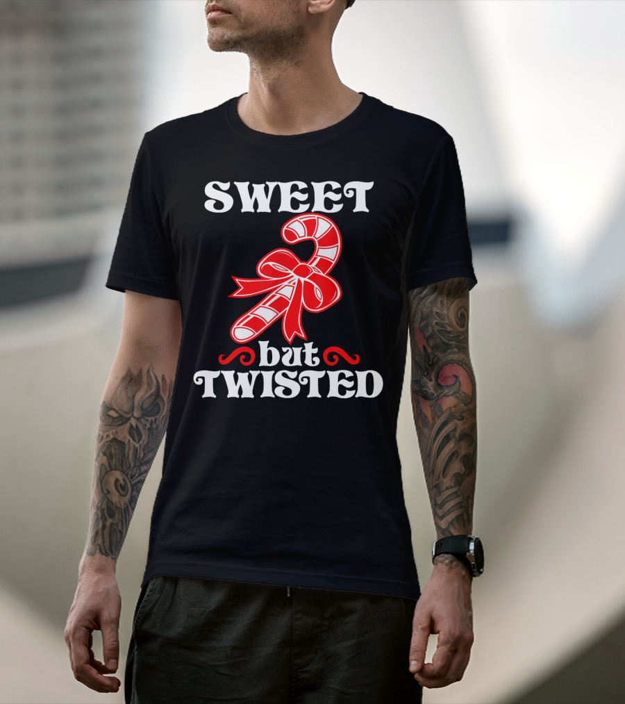 Sweet But Twisted Candy Cane Bow T-Shirt