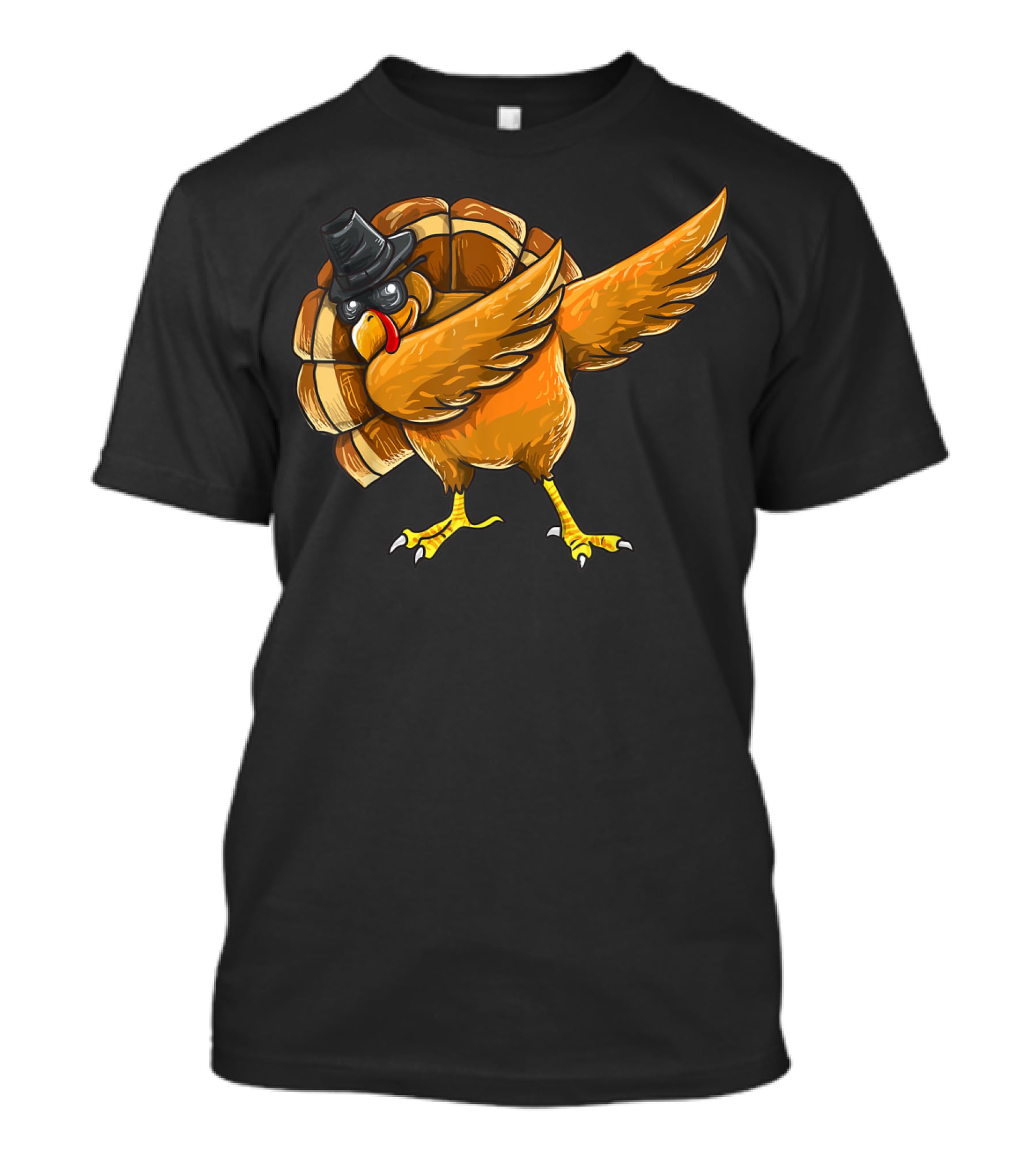 Dabbing Turkey Thanksgiving Boys Turkey Day Fun Hip Hop Bird With Hat T-Shirt