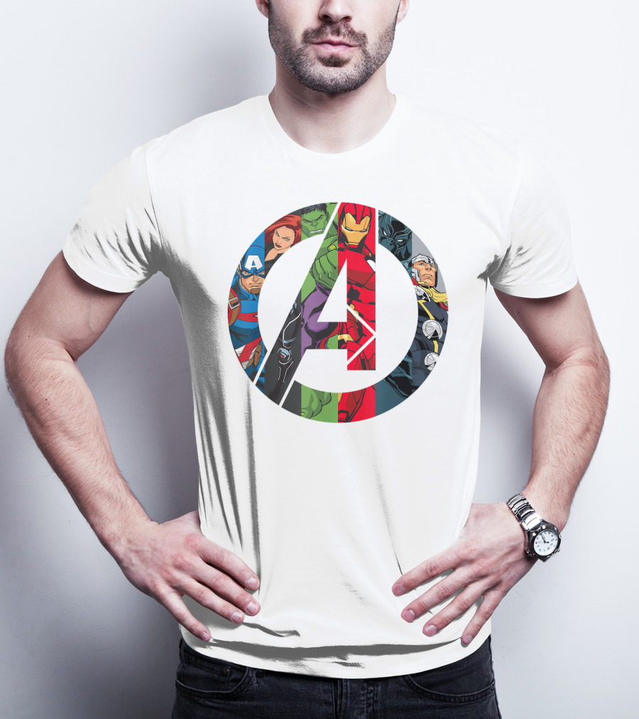 Avengers Assemble Icon With Captain America, Black Widow, Hulk, Iron Man, Black Panther, Thor T-Shirt