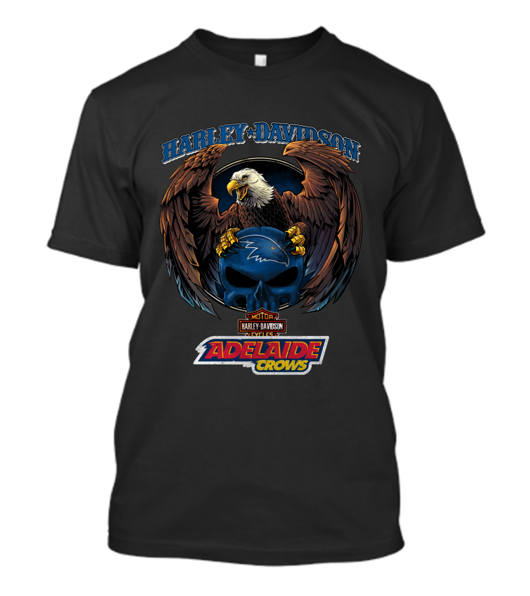Harley Davidson Adelaide Crows Eagle Skull T-Shirt