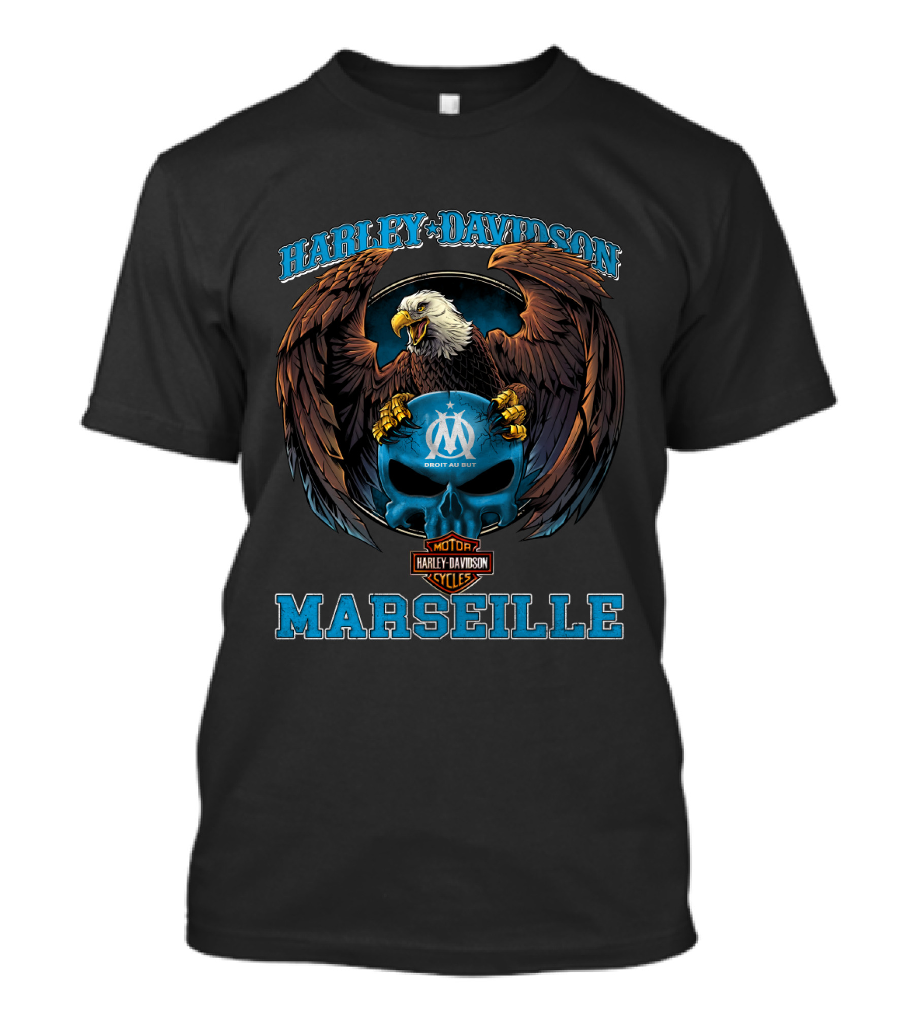 Harley Davidson Marseille Om Direct Au But Eagle Skull T-Shirt