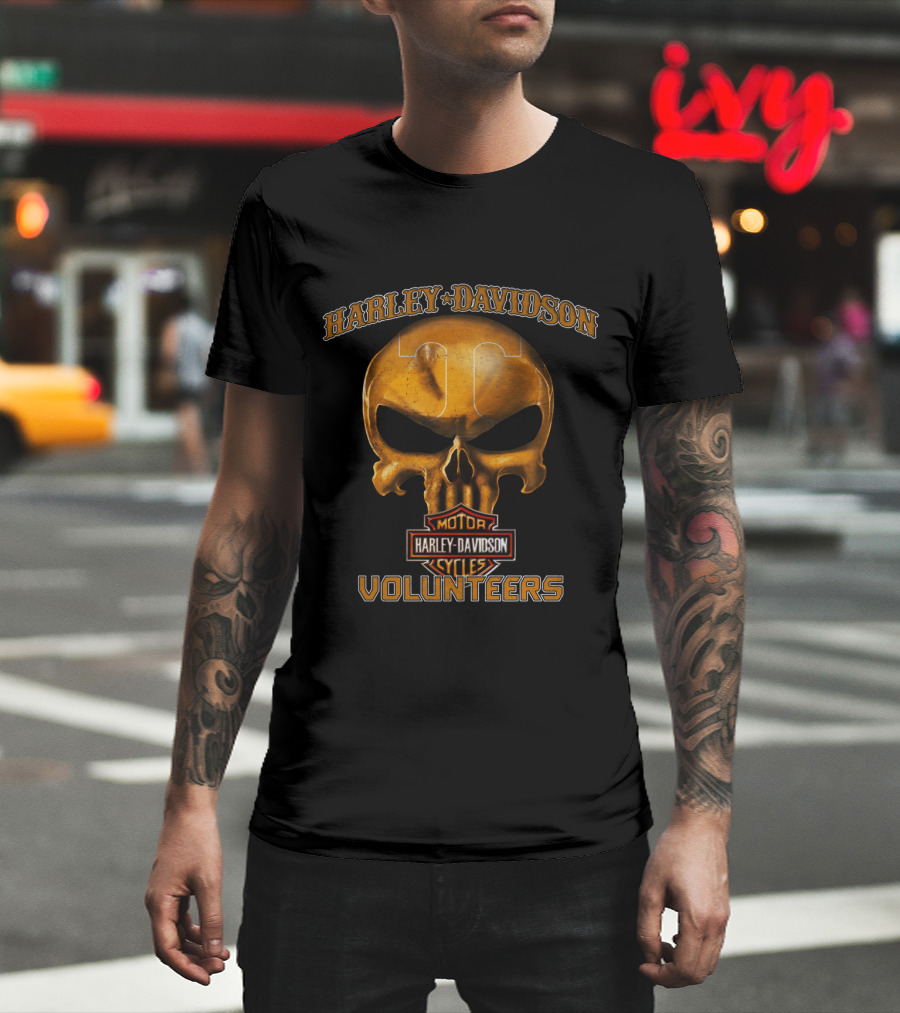 Harley Davidson Skull Tennessee Volunteers Motor Cycles T-Shirt