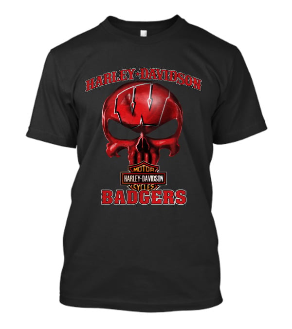 Harley Davidson Skull Wisconsin Badgers T-Shirt