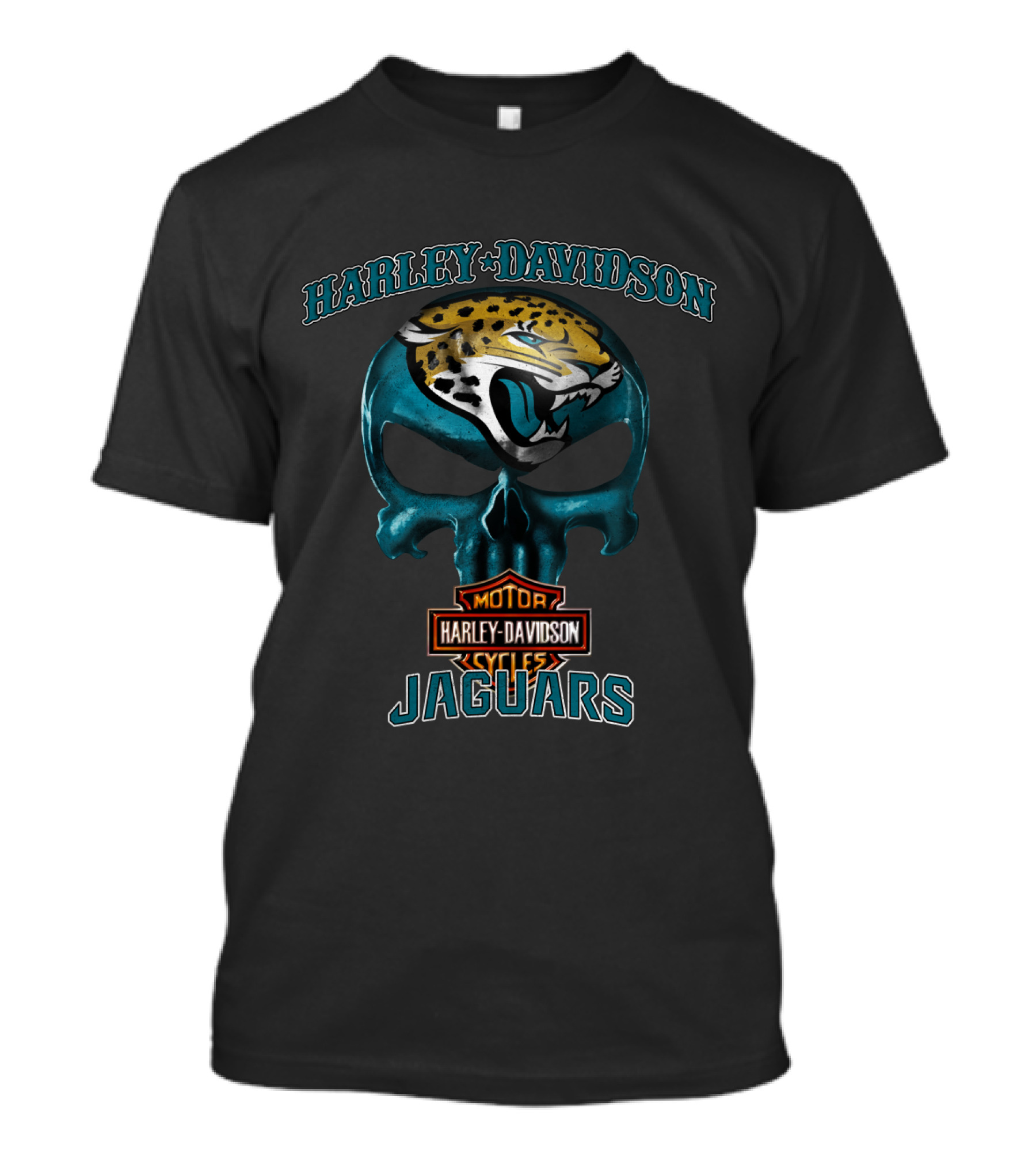 Harley Davidson Motor Cycles Jacksonville Jaguars Skull T-Shirt