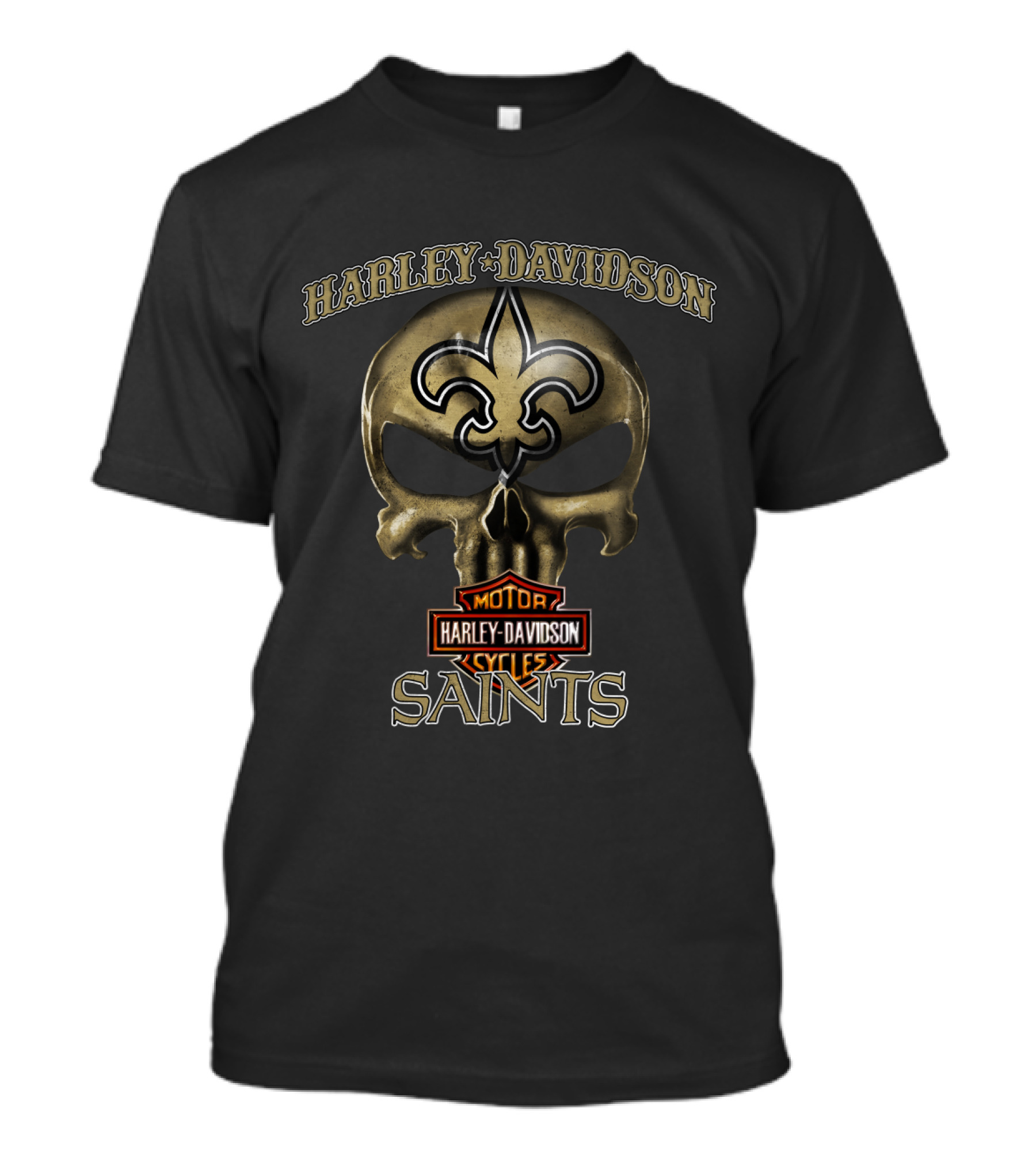 Harley Davidson Skull New Orleans Saints Nfl Fleur-De-Lis T-Shirt