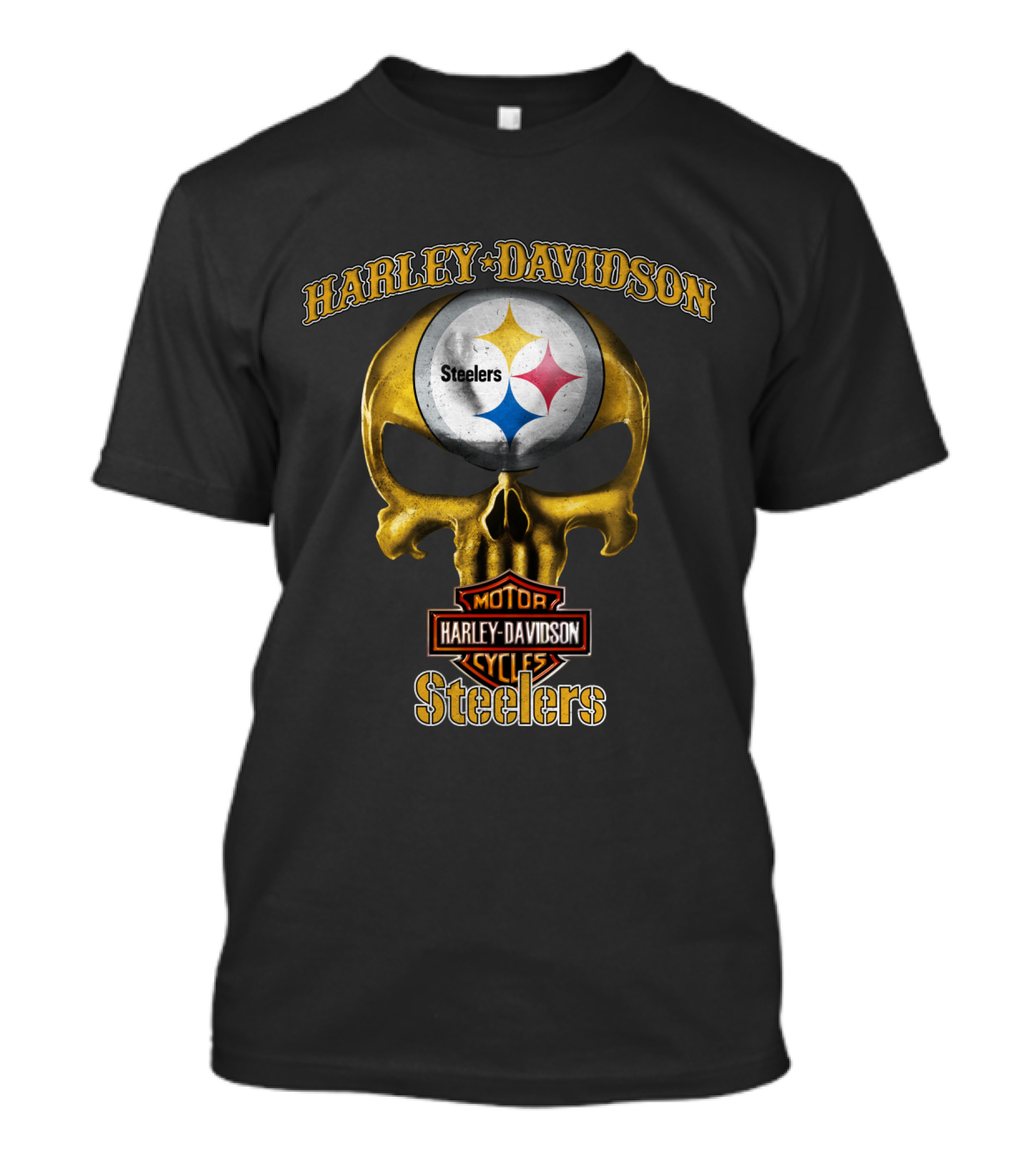 Harley Davidson Skull Steelers Nfl Pittsburgh T-Shirt