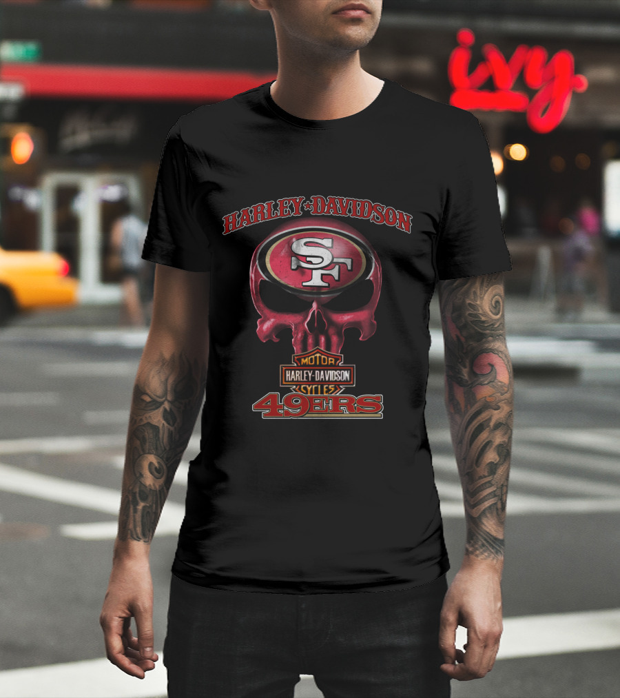 Harley Davidson San Francisco 49ers Sf Skull Nfl 49ers T-Shirt