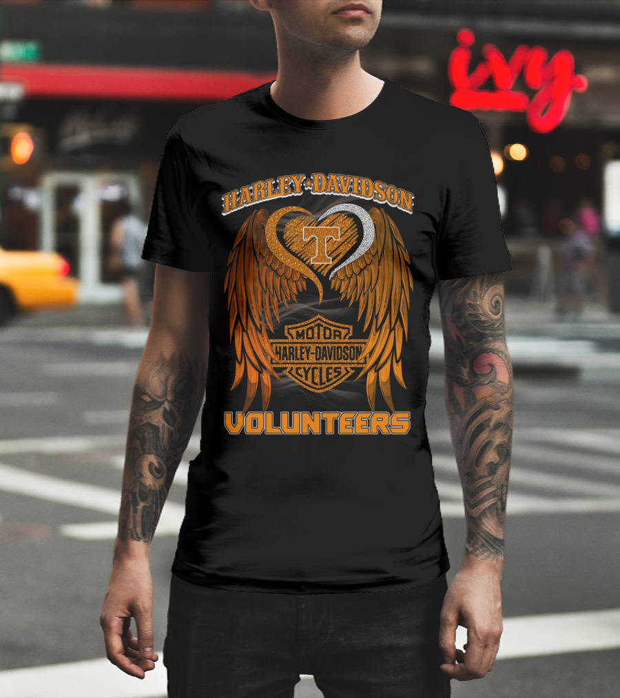 Harley Davidson Motor Cycles Tennessee Volunteers Wings T-Shirt