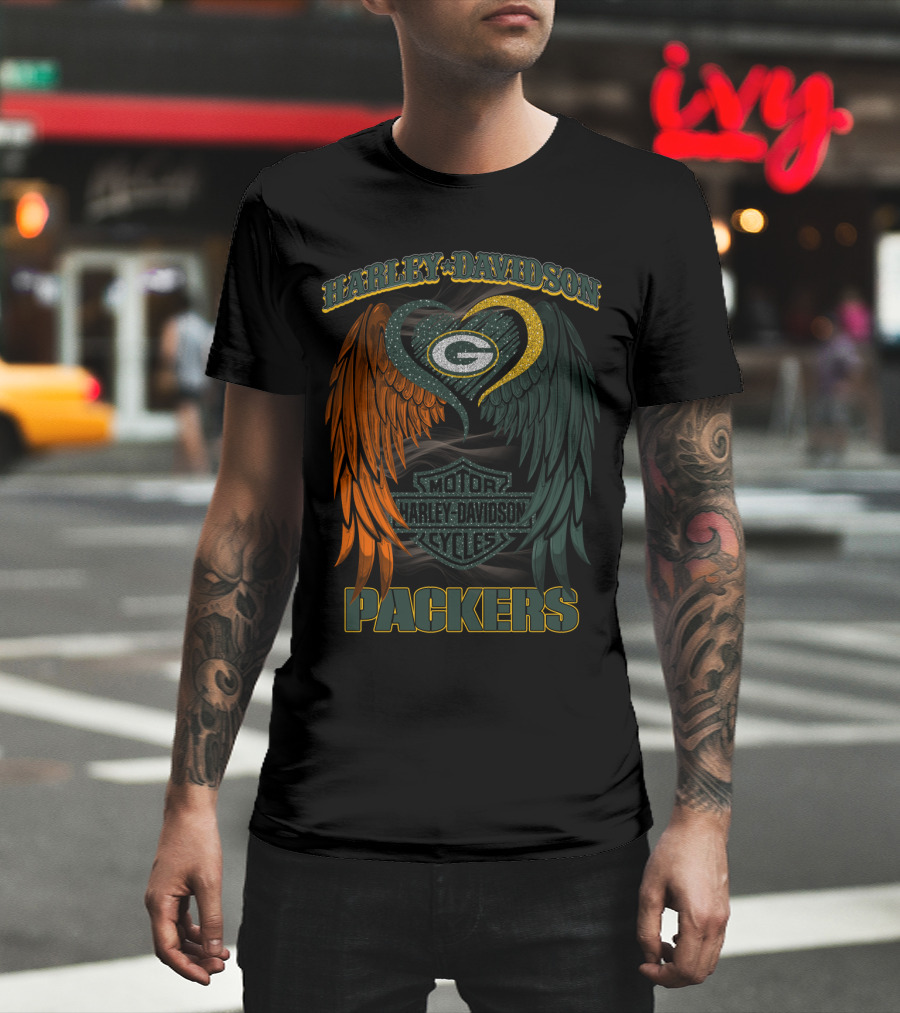 Harley Davidson Packers Motor Cycles Green Bay Nfl Hd2805 T-Shirt