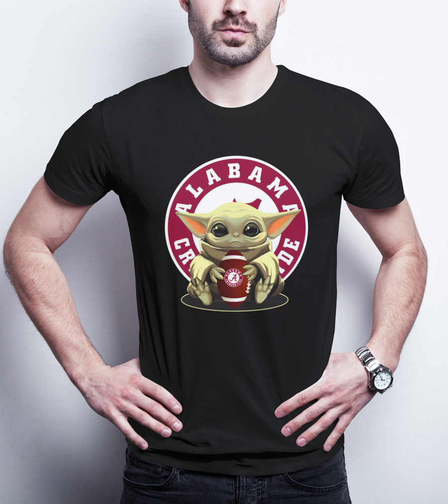 Alabama Crimson Tide Baby Yoda Football T-Shirt