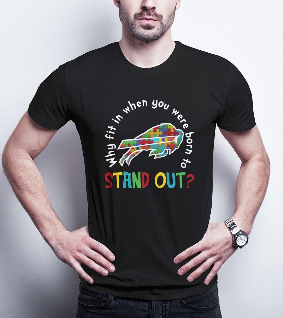 Why Fit In When You Were Born To Stand Out Buffalo Puzzle T-Shirt