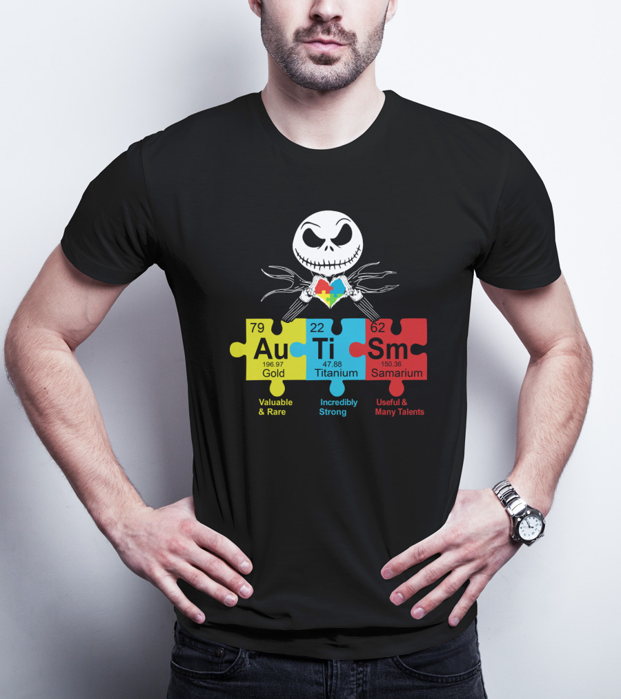 Autism Gold Titanium Samarium Jack Skellington Puzzle Elements T-Shirt