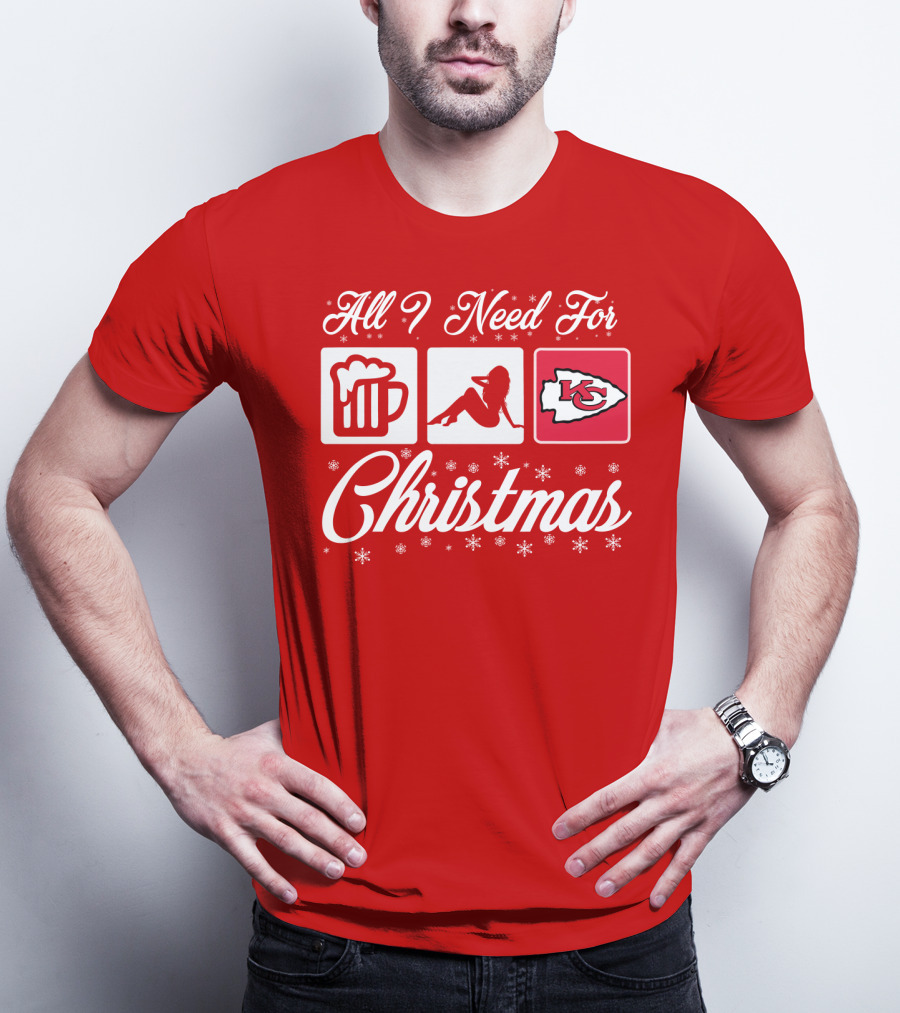 All I Need For Christmas Beer Pin-Up Chiefs T-Shirt