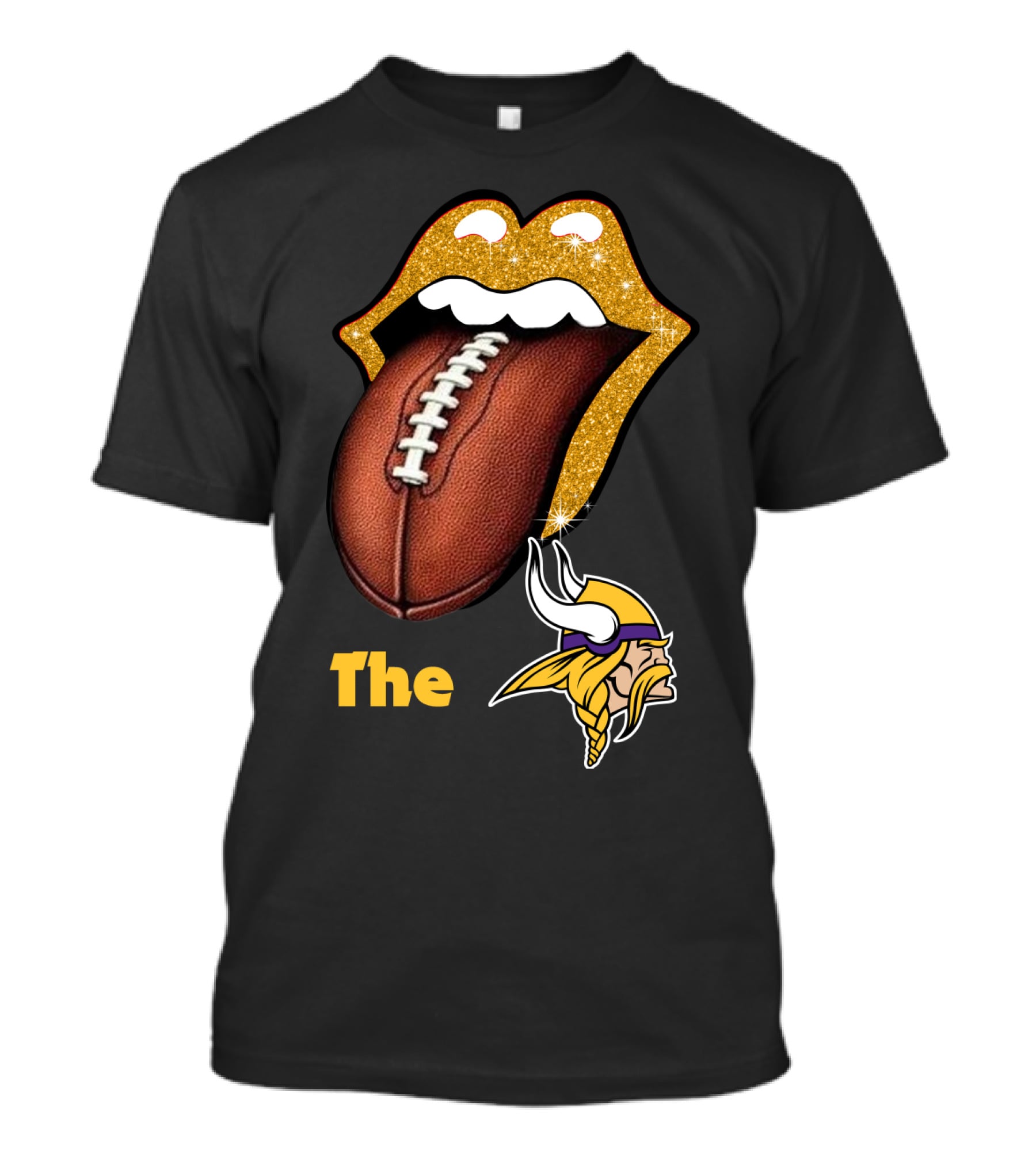 The Smile Vikings Football Logo With Classic Tongue And Glitter Highlights T-Shirt