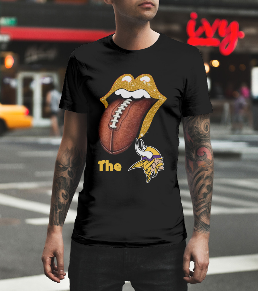 The Smile Vikings Football Logo With Classic Tongue And Glitter Highlights T-Shirt