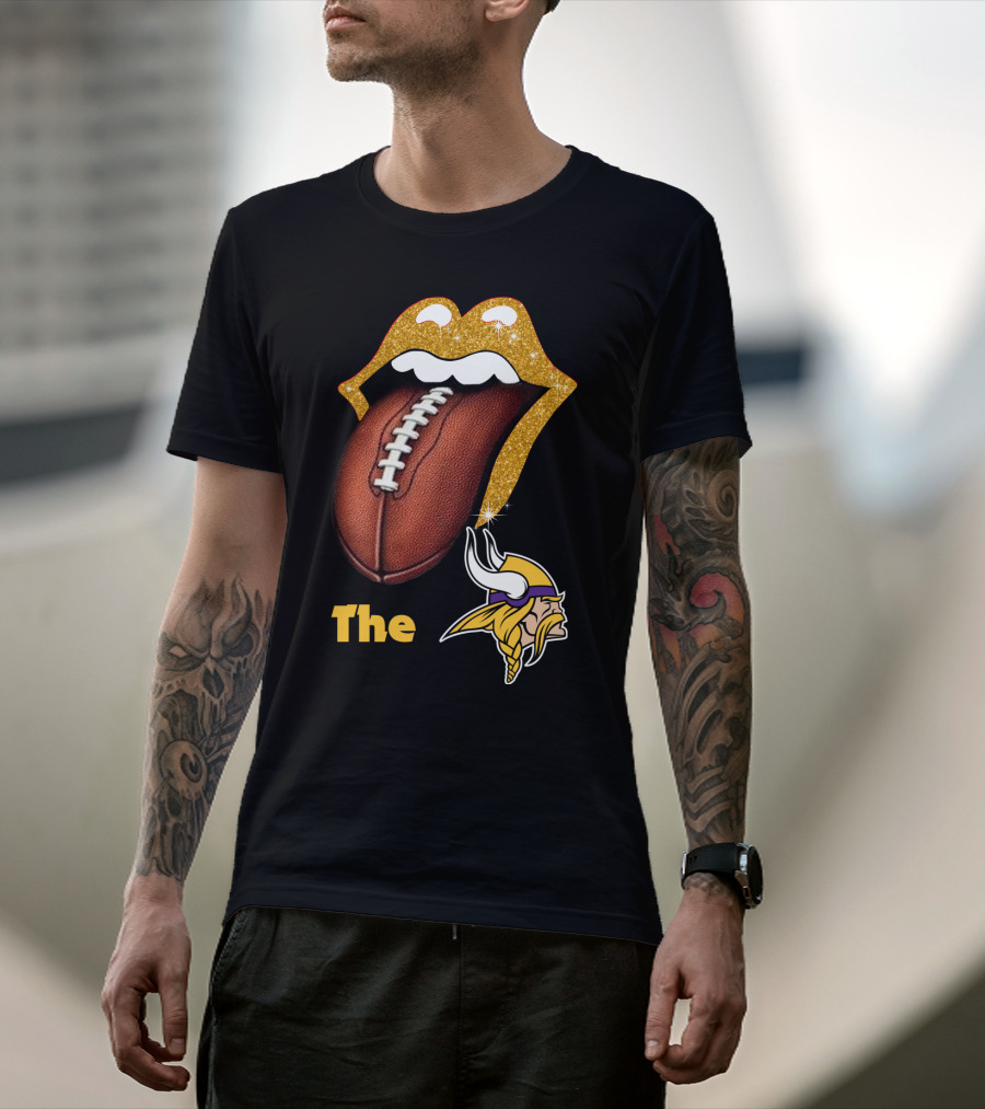 The Smile Vikings Football Logo With Classic Tongue And Glitter Highlights T-Shirt
