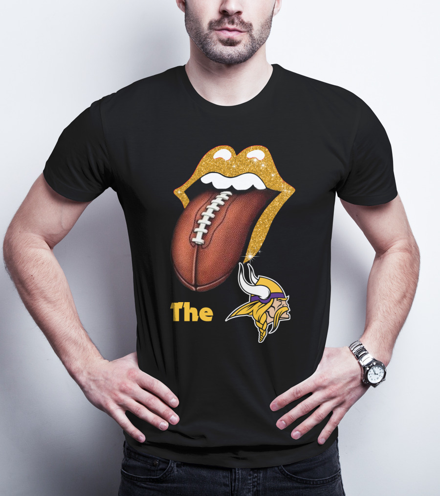 The Smile Vikings Football Logo With Classic Tongue And Glitter Highlights T-Shirt