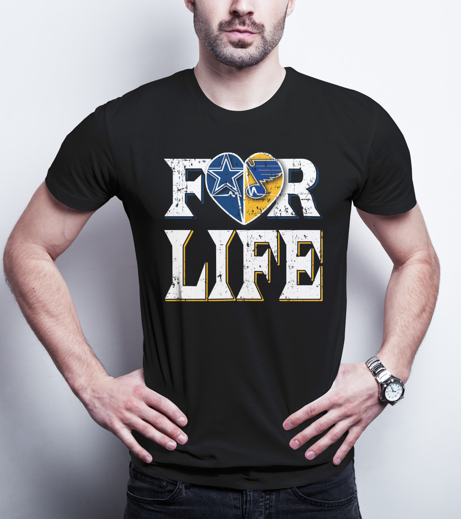 For Life Cowboys Blues Heart Star T-Shirt
