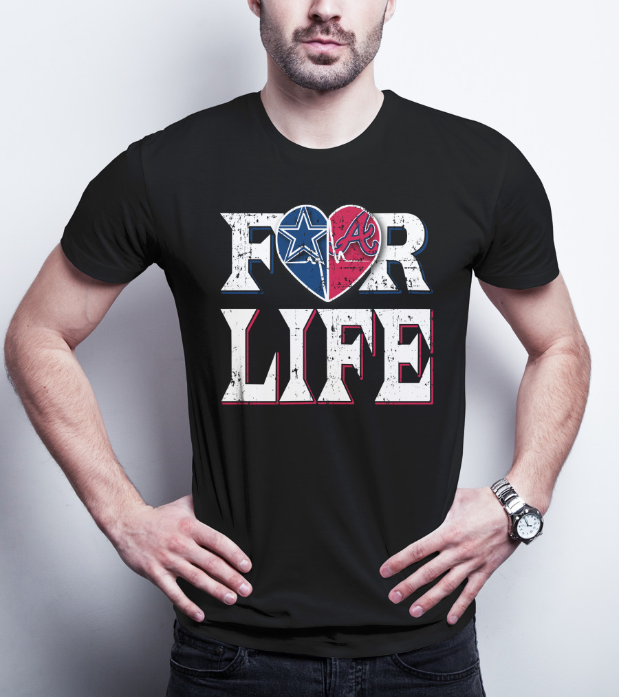 For Life Cowboys Braves Heart Logos T-Shirt