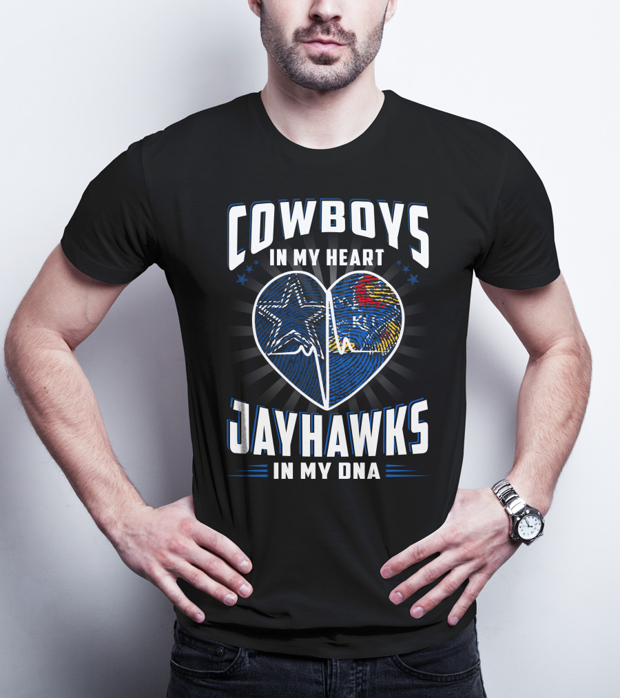 Cowboys In My Heart Jayhawks In My Dna T-Shirt