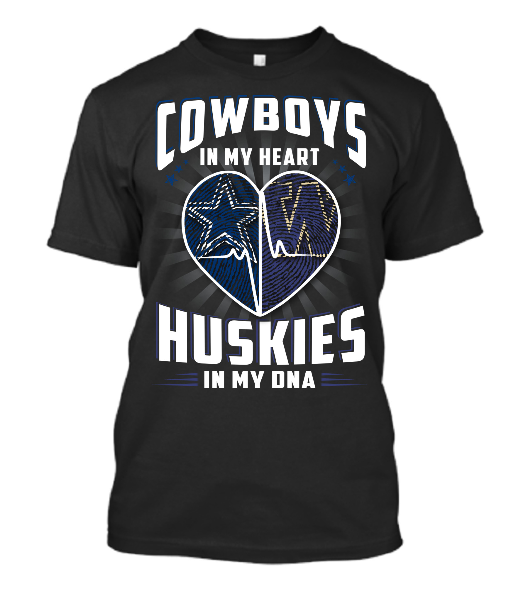 COWBOYS IN MY HEART HUSKIES IN MY DNA T-Shirt