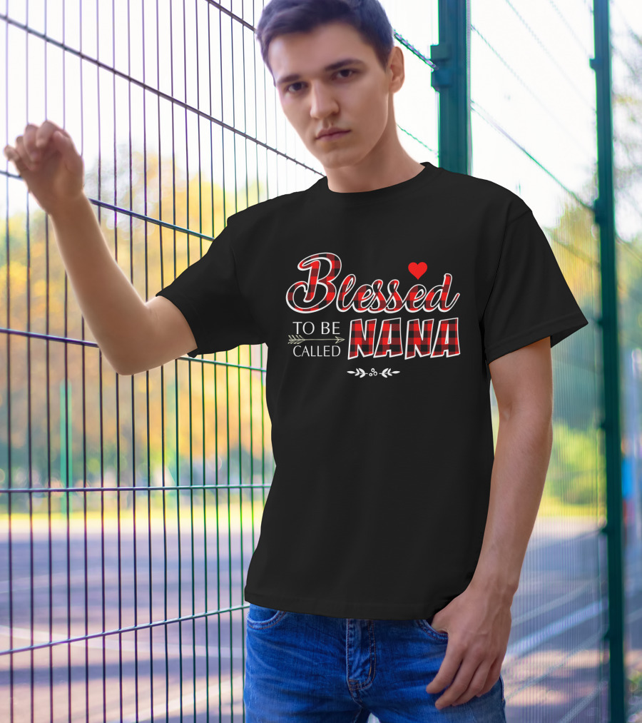 Blessed To Be Called Nana Buffalo Plaid Heart T-Shirt